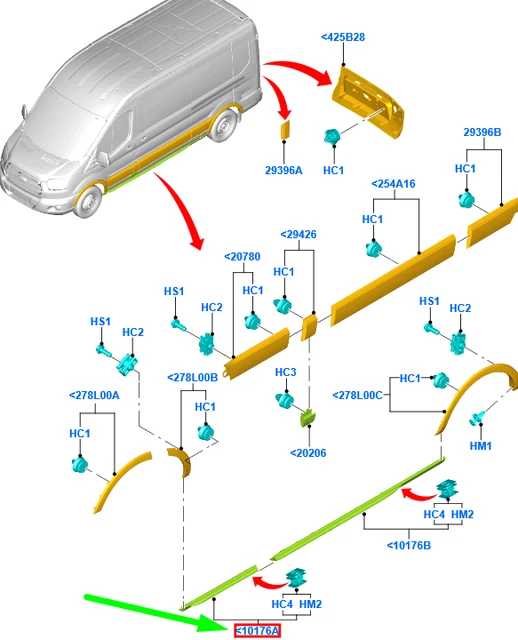 FORD TRANSIT MK4 Front Left Door Lower Molding 2309341 NEW GENUINE £155 ...