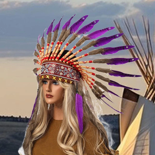 AMERICAN CHIEF INDIAN Native Headpiece Feather Headdress for Festival ...