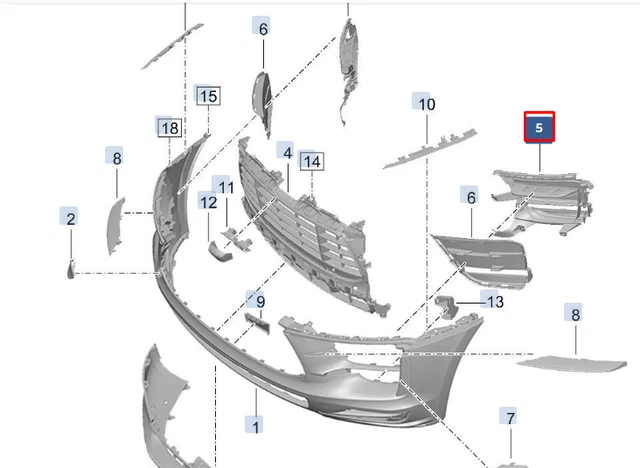 PORSCHE MACAN 95B.2 Sport Front Bumper Right Grille 95B807682GOK1 NEW ...