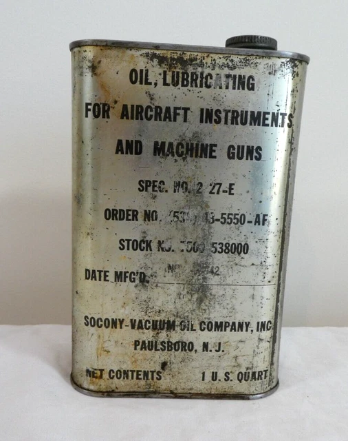 USAAF ARMY WWII 1942 Full Can Lubricating Oil Aircraft Instruments ...