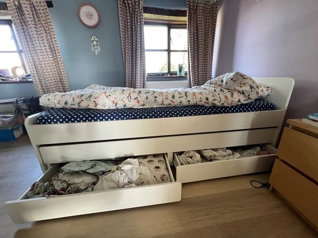 IKEA SLAKT TWIN trundle Single bed with storage White £100.00 - PicClick UK