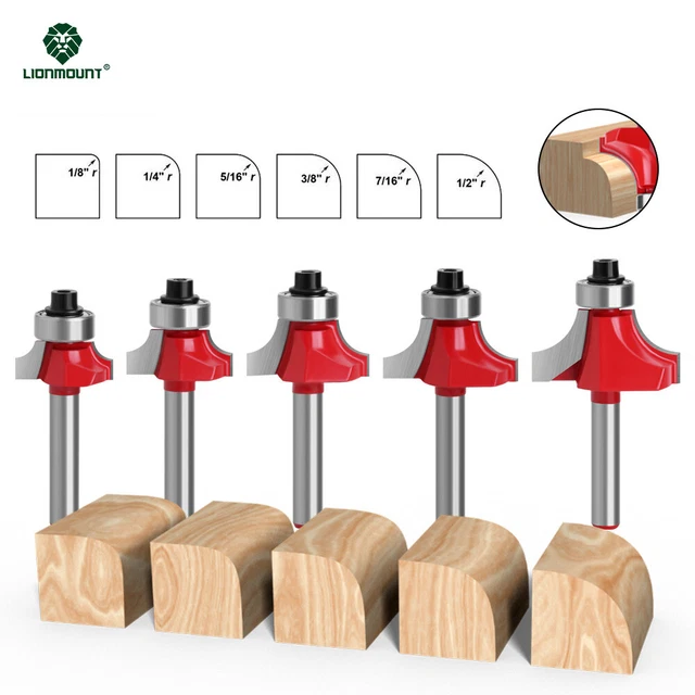 ROUND OVER EDGE Profile Router Bit, 1/8 - 1/2 Radius, 1/4"(6.35mm) 6mm ...