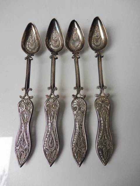 4 SCHÖNE ,ANTIKE Zierlöffel , Silber , orientalische Mokkalöffel ! EUR 76,50 - PicClick DE