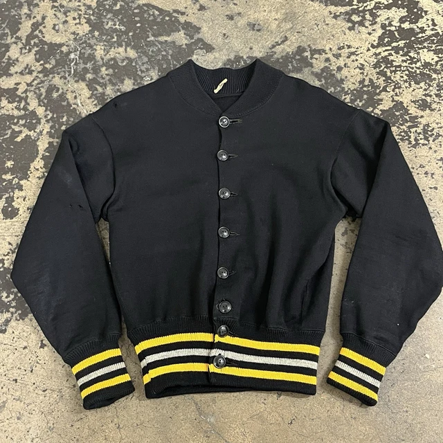 VTG 1940S ALL Wool West Point Jacket Sweater Men’s Black Knit USN US ...