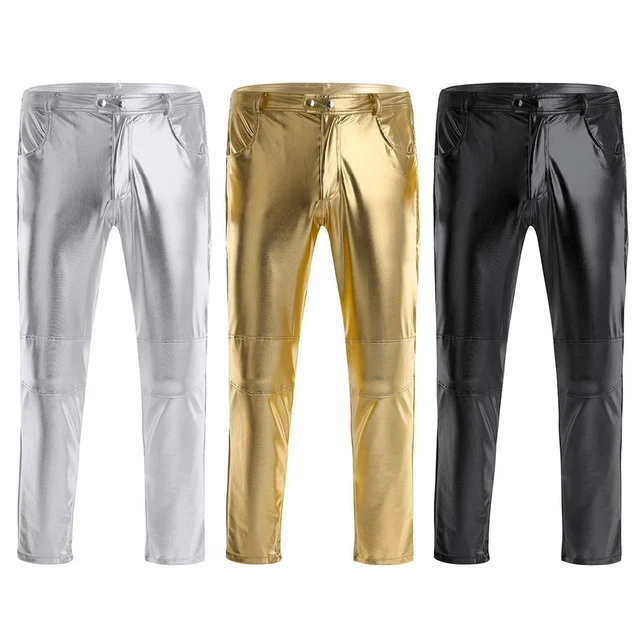 Sexy Mens Faux Leather Skinny Tight Pants Clubwear Wetlook Legging Long