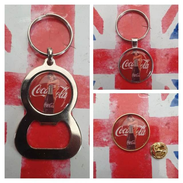 COCA COLA CLASSIC Old School Pin Up Girl Advert Pin Badge Keyring ...