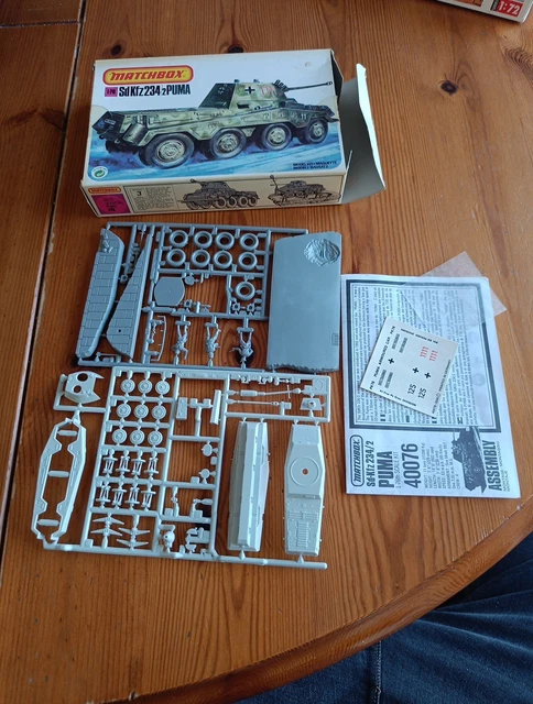 MATCHBOX 1980S WW2 German SDKFZ234/2 PUMA Tank Model Kit 1/76 Scale £14 ...