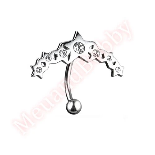 CZ STAR REVERSE Belly Button Navel Bar Ring Body Piercing Jewellery EUR ...