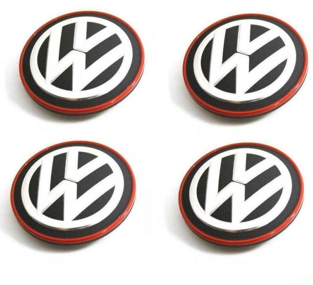 NEW GENUINE VW Golf Mk7 GTI Wheel Hub Caps Chrome Red 4 PCS ...