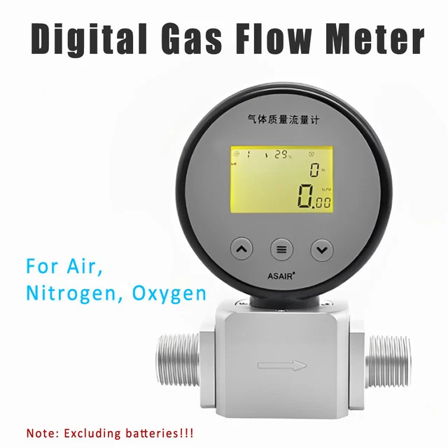 PORTABLE DIGITAL GAS Flow Meter Air Nitrogen Oxygen Flow Rate Meter Gas ...