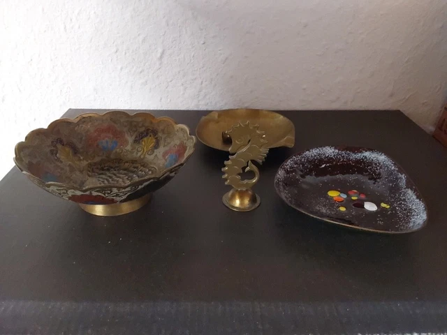 KUPFER EMAILLE SCHALE DDR 60s Vintage Deko Design Konvolut EUR 10,00 ...