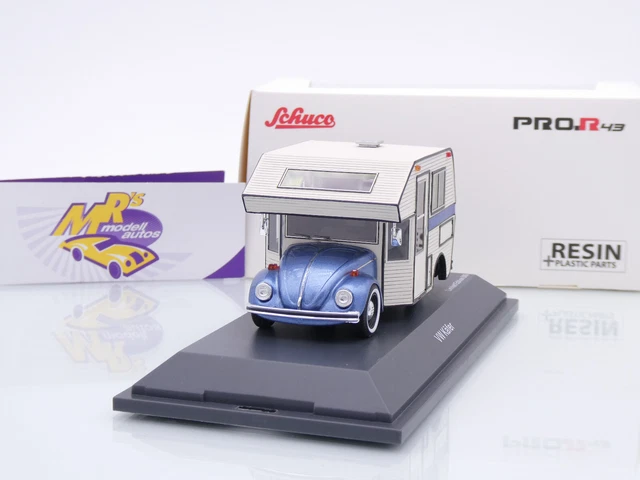 SCHUCO 08899 # VW Käfer Motorhome Baujahr 1975 " blaumetallic-weiß " 1: ...