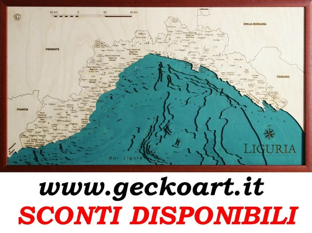 LIGURIA MAPPA CARTINA 3D Quadro Moderno Map Chart www.geckoart.it $502. ...