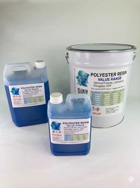 FIBREGLASS RESIN GRP Polyester VALUE RANGE You choose size £19.95 ...