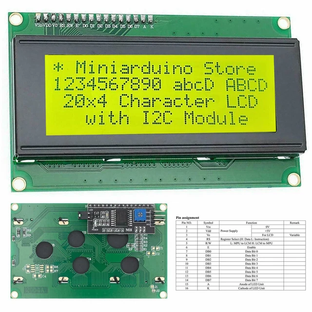 LCD 2004 YELLOW Serial IIC I2C TWI 20x4 LCD2004 Module Display Screen ...