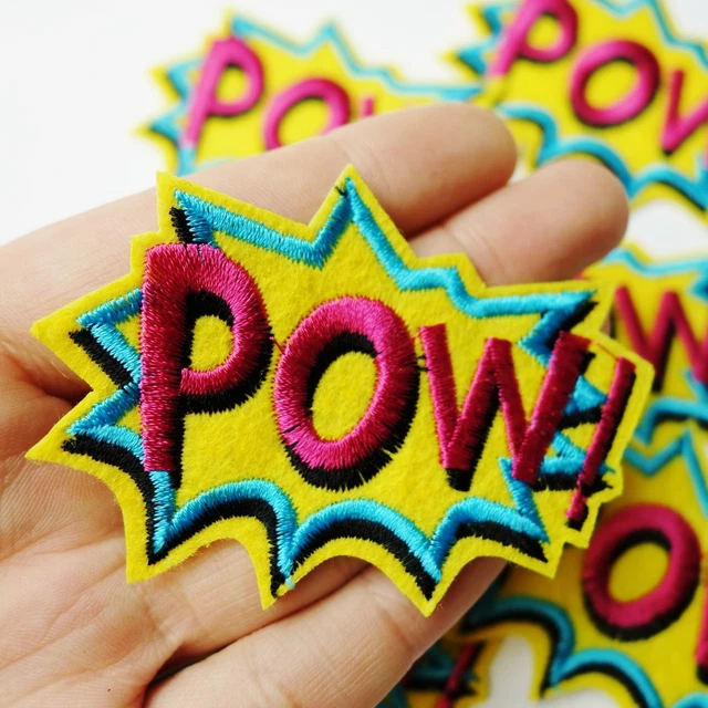 POW! COMIC CAPTION, Cartoon Pop Art Patch Iron-On/Sew-On Embroidered ...