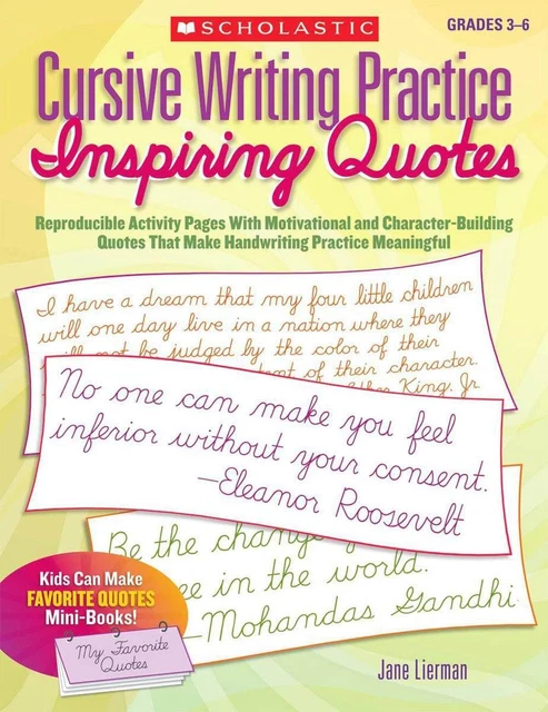 CURSIVE WRITING PRACTICE: Inspiring Quotes: Reproducible Activity Pages ...