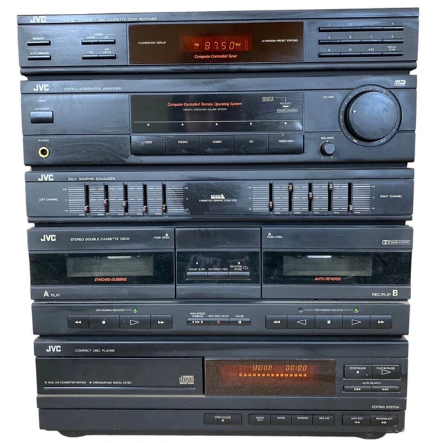 AMPLIFICATEUR RÉCEPTEUR DE cassette JVC CD vintage tuner noir CA-E33L ...