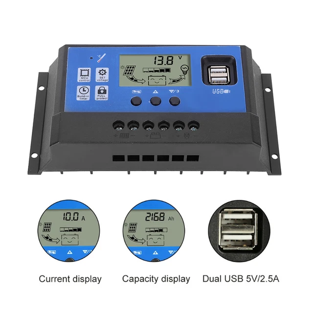 AUHX CONTRÔLEUR SOLAIRE Double Régulateur Solaire USB Affichage LCD 60A EUR 18,21 - PicClick FR