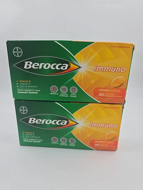 2 X BEROCCA Immuno Effervescent Orange Flavour 30 Tablets (60 Total) £ ...