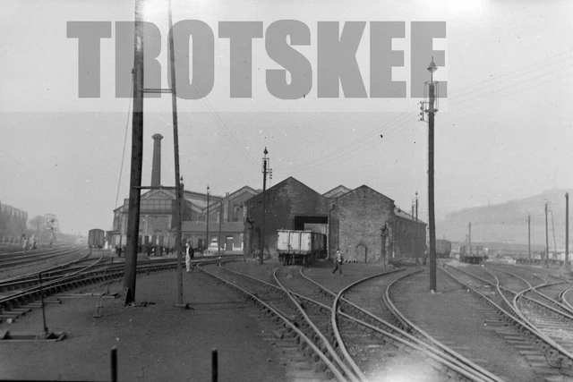 LARGER NEGATIVE BR British Railways Scene View Bradford Manningham Shed ...
