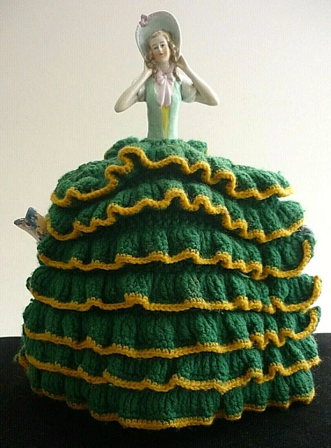 ART DECO GERMAN Crinoline Lady Pin Cushion Half Doll Knitted Tea Cosy £ ...