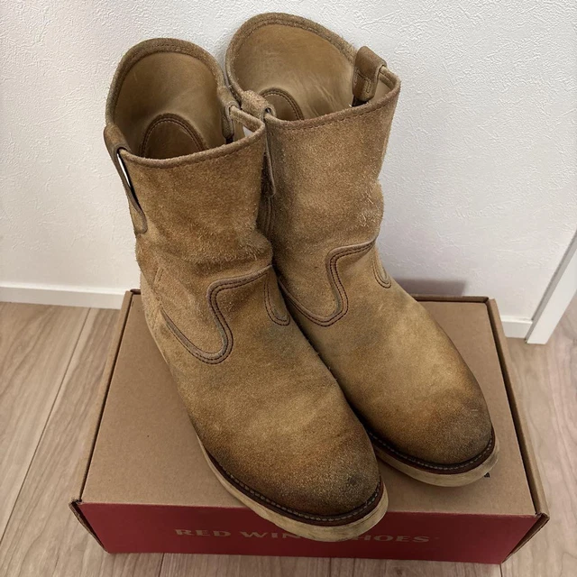 RED WING VERTICAL Feather Tag Beige Suede Pull-on Pecos Boots Men's ...