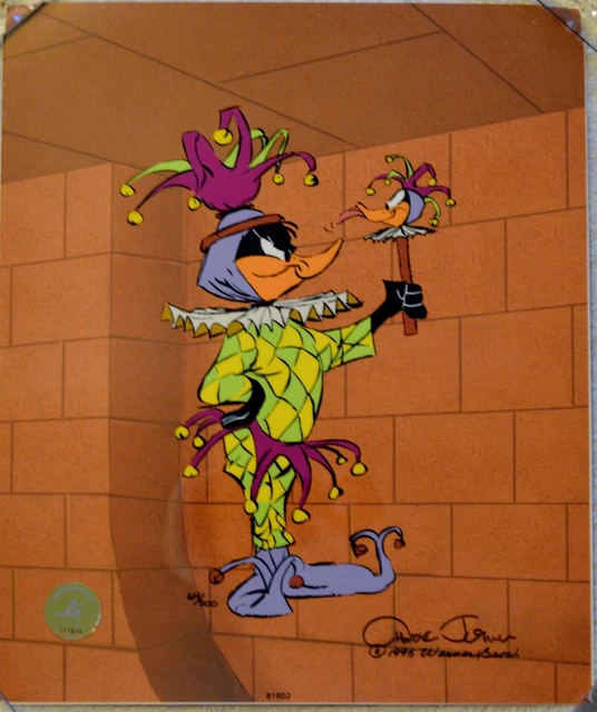 CHUCK JONES RUDE Jester Daffy Duck Animation Cel Signed #64/500 W.coa ...