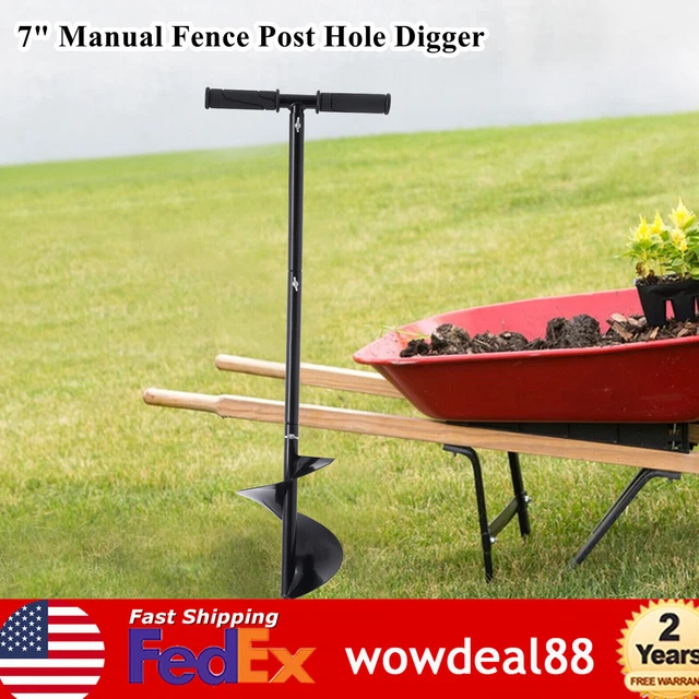 7& MANUAL FENCE Post Hole Auger Hand Drill Earth Auger Post Hole Digger ...