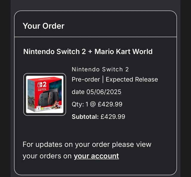 [PRE-SALE]NINTENDO SWITCH 2 + Mario kart world Bundle Confirmed Order £546.30 - PicClick UK