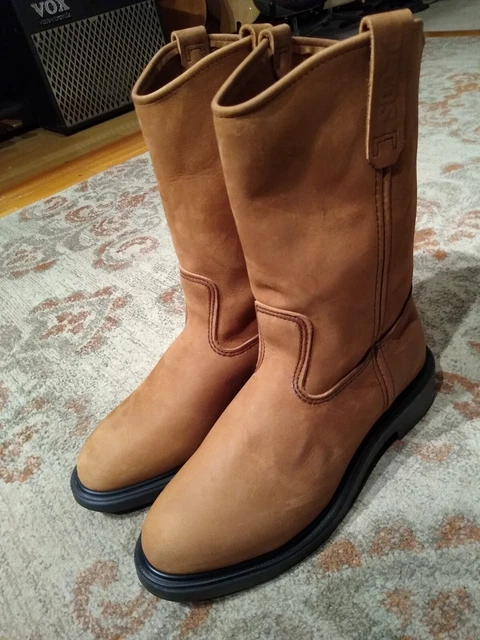 RED WING PECOS Brown Leather Soft Toe Wellington Work Boots #1105 Men's ...