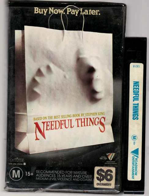 RARE VHS NEEDFUL THINGS Big Box Ex-Rental Clamshell Video Tape Roadshow $25.00 - PicClick AU