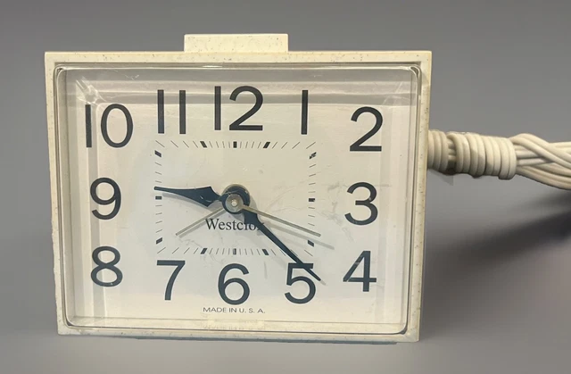 VINTAGE WHITE WESTCLOX West Electric Alarm Clock Model 22090-22540 NICE ...