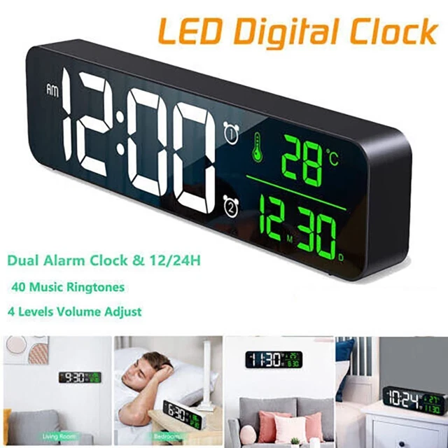 CLOCK TEMPERATURE CALENDAR LED Digital Alarm Clock Electronic Clock ...