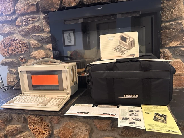 RARE COMPAQ PORTABLE III Computer Model 2660 Bag, Papers , Disks ...