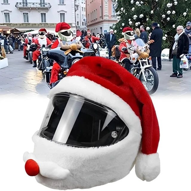 FUN MOTORCYCLE HELMET Christmas Hat Plush Christmas Helmet Outdoor £9. ...