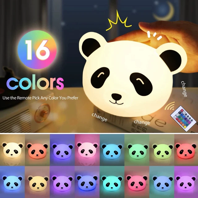 LED CUTE PANDA 🐼 Night Light RGB Silicone Kids Nursery lamp~ USB ...
