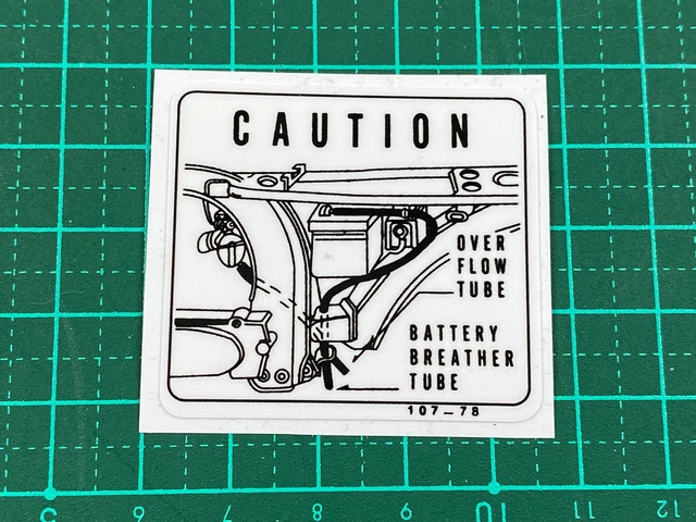 OLD SCHOOL MOTORCYCLE decals stickers honda caution battery breather ...