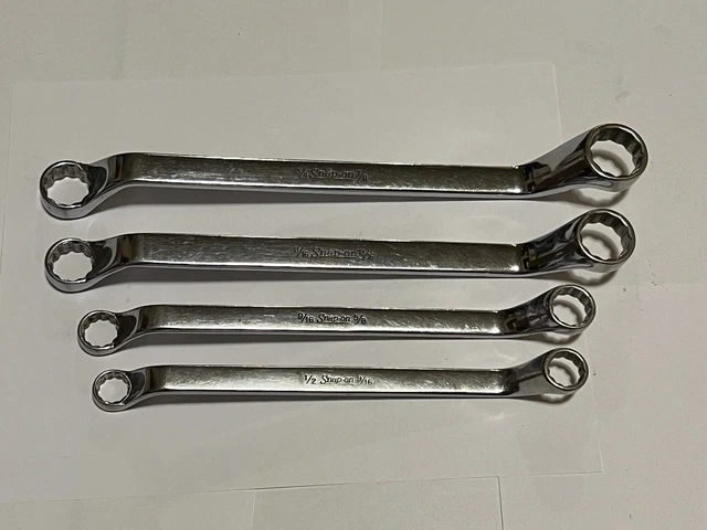 SNAP ON SAE Deep Offset Box Wrench Set 4 pc 1/2 9/16 5/8 11/16 3/4 13/ ...