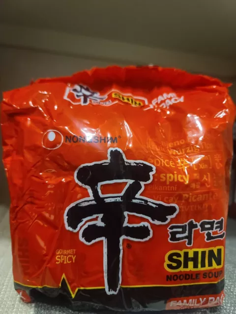 Nongshim Shin Ramyun Spicy Beef Ramen Noodle Soup Pack 4 2oz X 4 Count