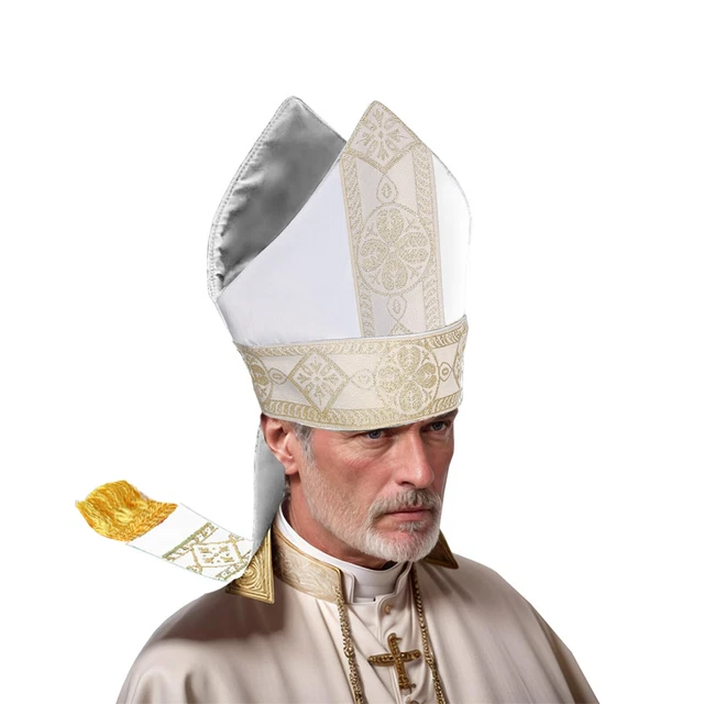 CATHOLIC BISHOP HAT Papal Mitre Clergy Priest Headgear for Religious Cotumes UK £77.99 - PicClick UK