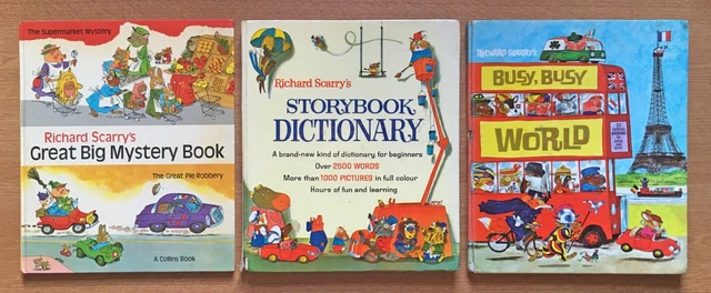 RICHARD SCARRY, 3 Hardbacks, Great Big Mystery, Storybook Dictionary ...
