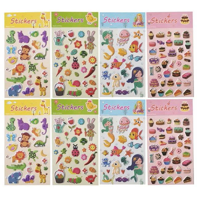 8 SHEETS AUTOCOLLANTS Pour Enfants Etiquette Autocollante Dessin Animé ...
