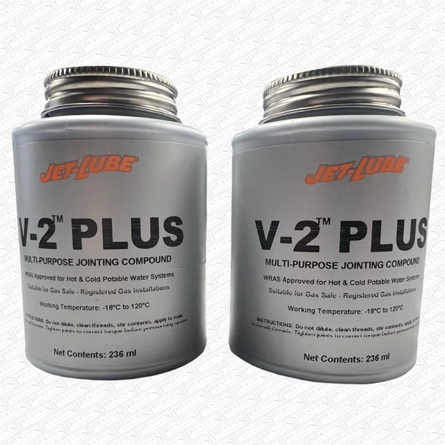 2 X JETLUBE V2+ Multi Purpose Jointing Compound Gas Safe & WRAS Potable ...