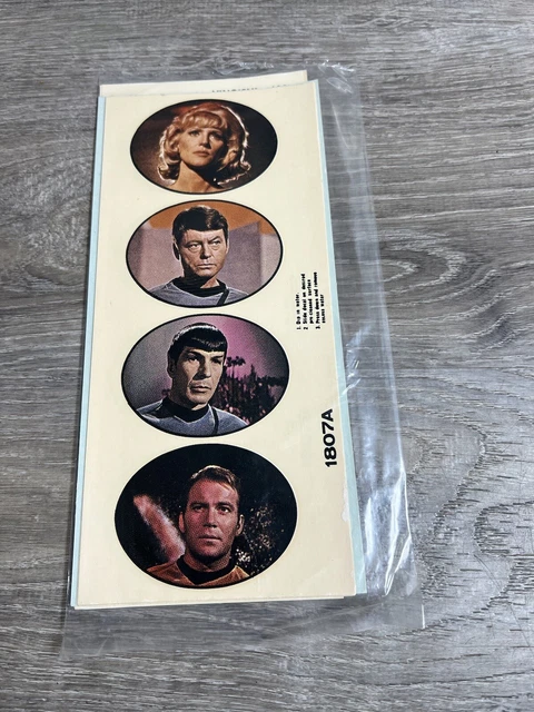 DECALCOMANIE VINTAGE STAR TREK Capitani Spock Kirk McCoy NUOVE Cestino ...