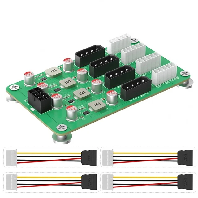 ATX 6/8PIN 12V to 8 Ways 5v/12v 3A Adapter for ATX PSU and 2.5'/3.5 ...