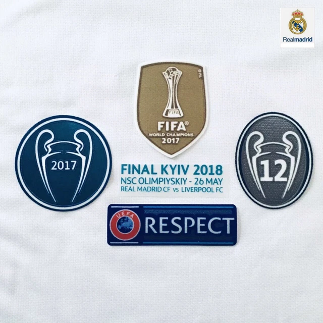 REAL MADRID UCL CHAMPIONS LEAGUE FINAL KYIV 2018 Full Set Replica Patch ...