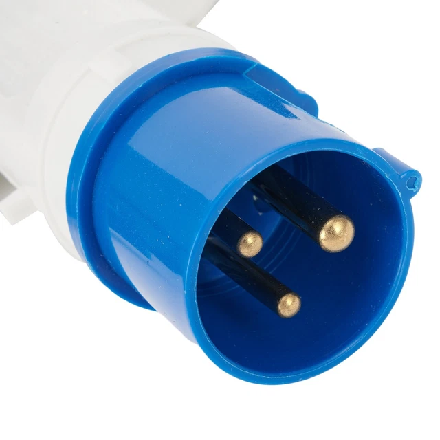3 WAY SPLITTER 240V 16A 3Pin Blue Industrial Plug Sockets Adaptor IP44 ...