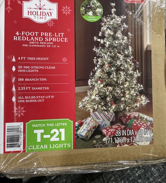 HOLIDAY TIME 4-FOOT Pre-Lit Redland Spruce Artificial Christmas Tree £ ...