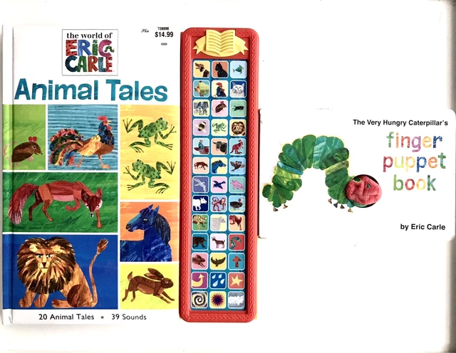 ERIC CARLE PLAY-A-SOUND ANIMAL TALES+VERY HUNGRY CATERPILLAR Finger ...